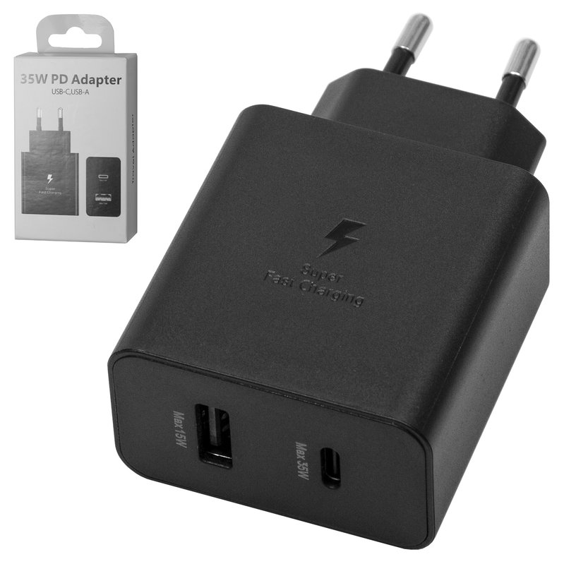 Mains Charger EP-TA220, (35 W, Power Delivery (PD), black, 2 outputs ...